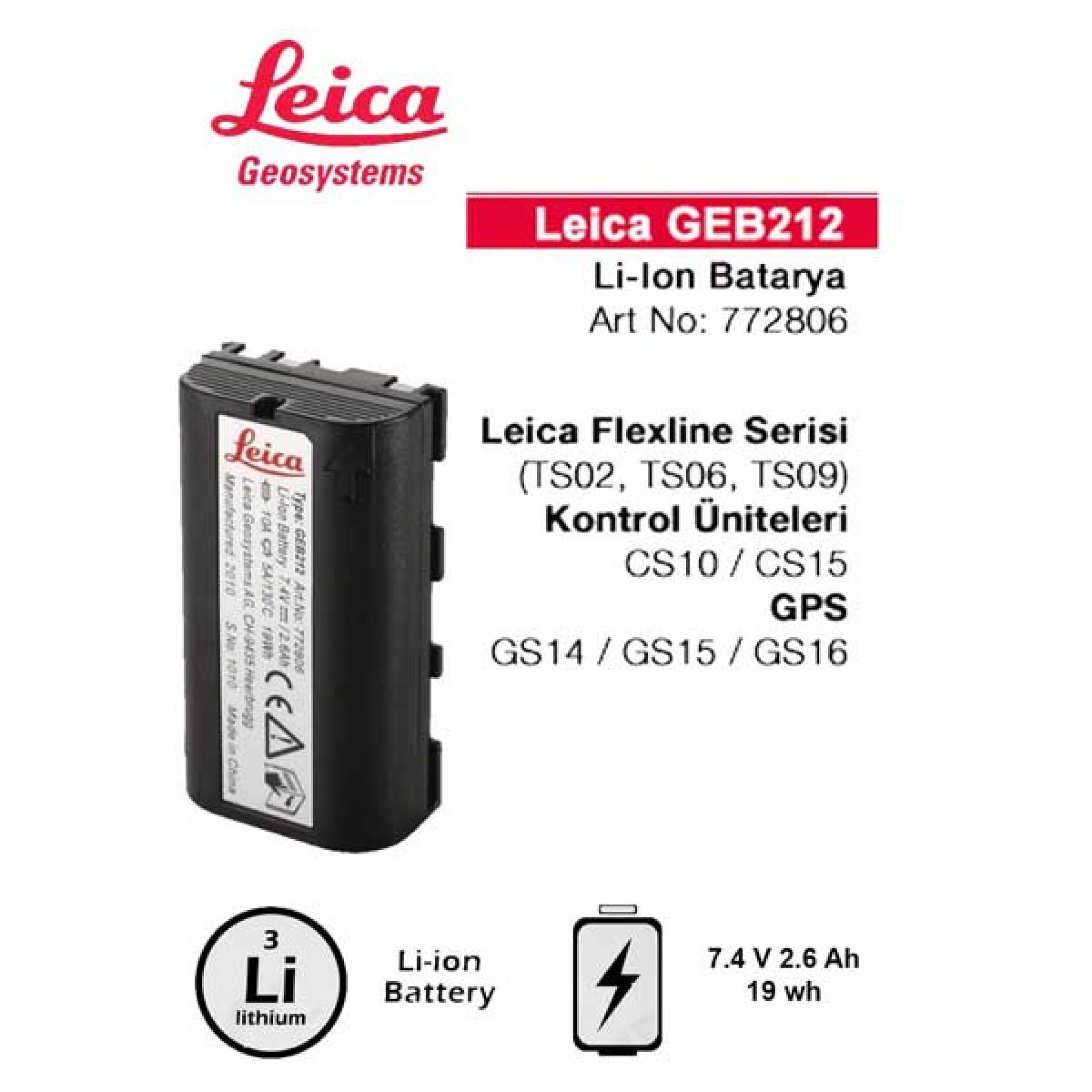 Leica GEB212 Lithium-Ion Battery - Fiyat Sorunuz